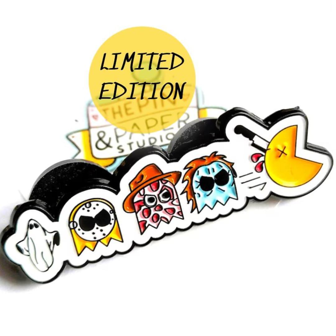 Horror Pac-man Enamel Pin – Killer Ghosts Slasher Mashup | Funny Scary ...