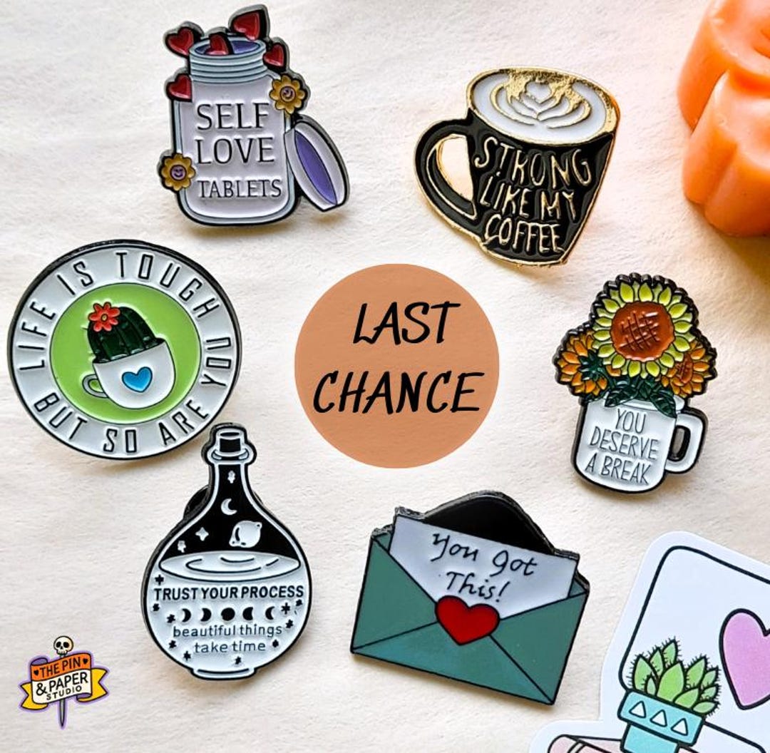 Motivational Enamel Pins – Positive Quote Lapel Pins, Self Care Gifts ...