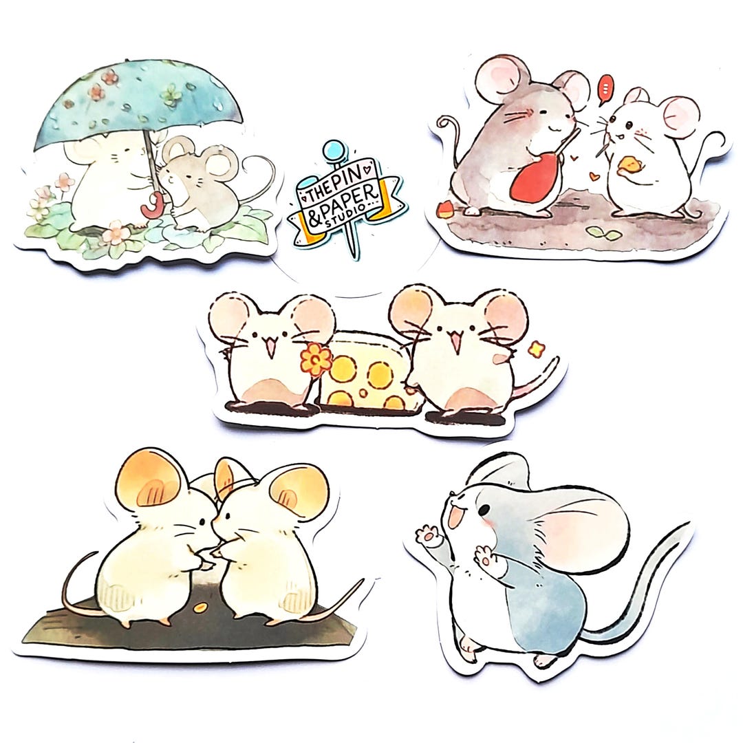 Mice Are Nice Set of 50 Cute Cartoon Mice Stickers Unique Illustrated ...