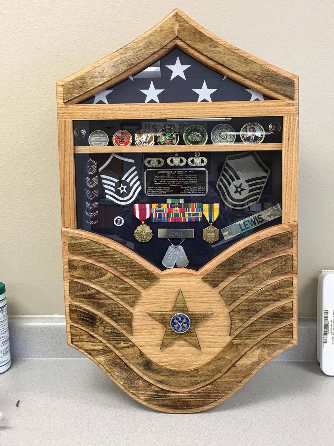 Air Force Stripes Retirement Shadow Box medium - Etsy