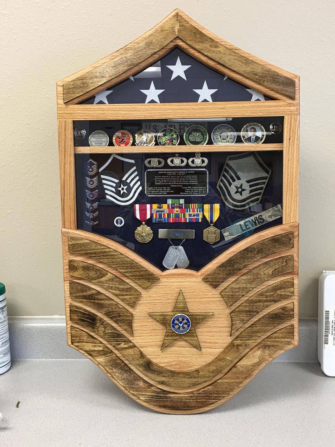 Air Force Stripes Retirement Shadow Box (medium) - Etsy