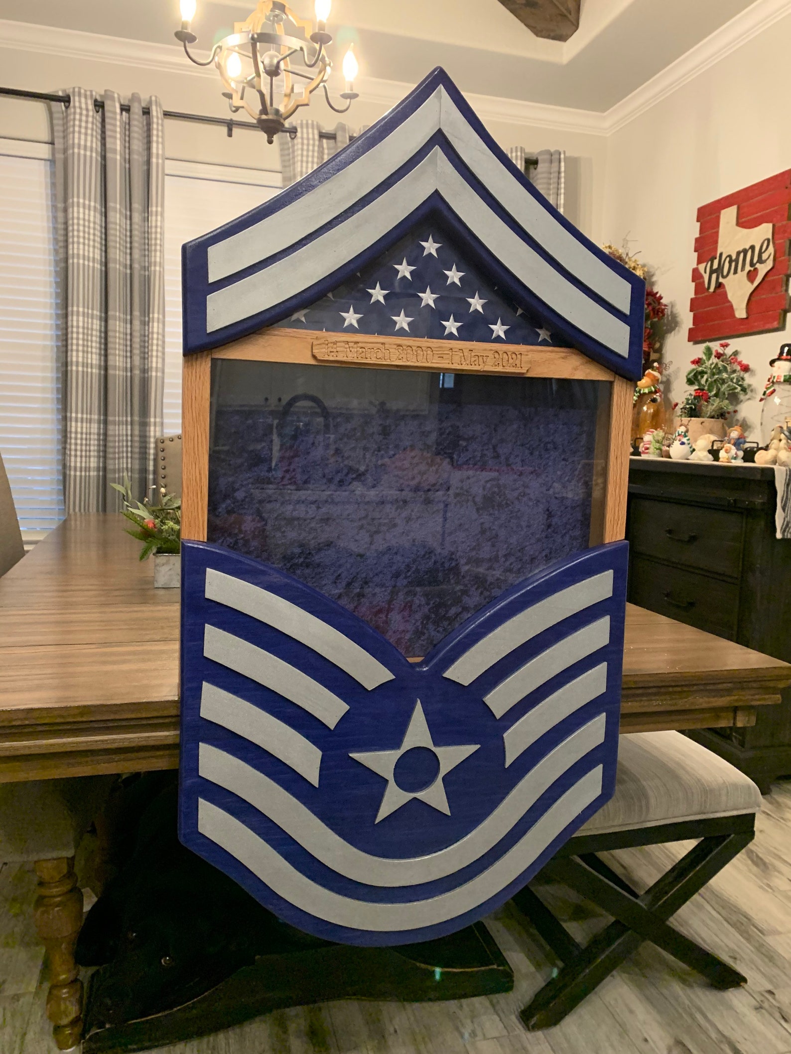 Air Force Stripes blue and Silver Retirement Shadow Box - Etsy