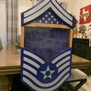 Air Force Stripes blue and Silver Retirement Shadow Box - Etsy