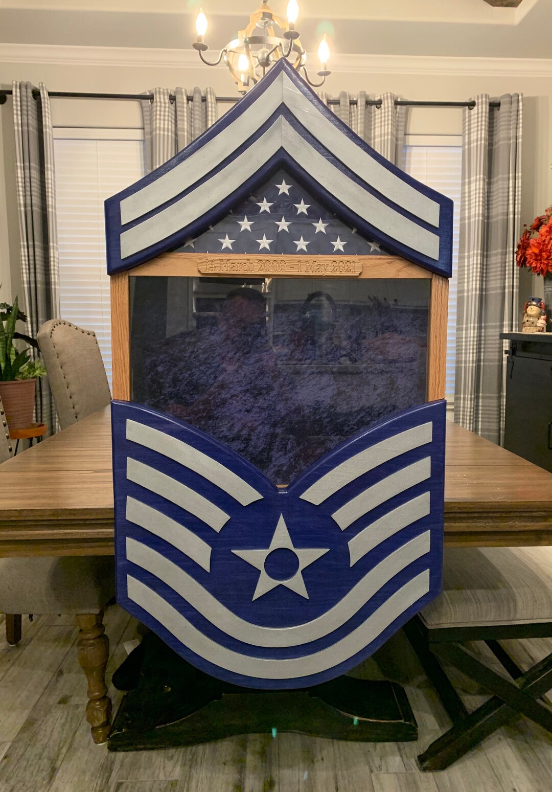 Air Force Stripes blue and Silver Retirement Shadow Box - Etsy