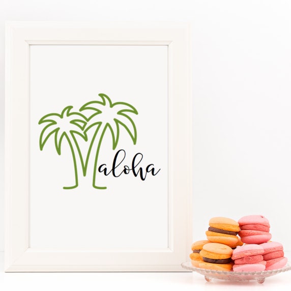 Aloha Palm Tree Home Decor Printable Wall Art Instant Download Diy ...