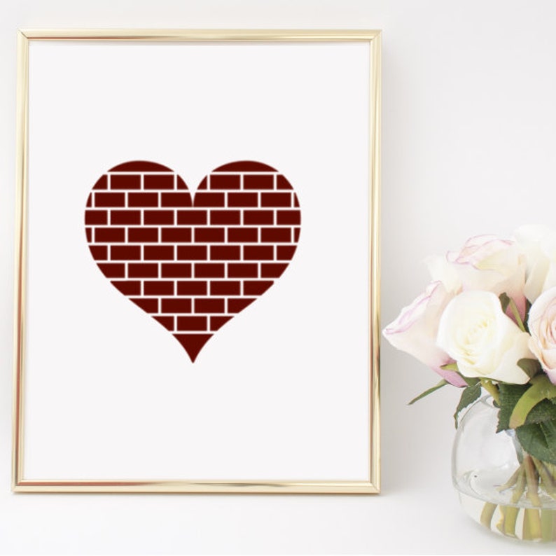 Brick Heart Home Decor Printable Wall Art INSTANT DOWNLOAD DIY - Great ...