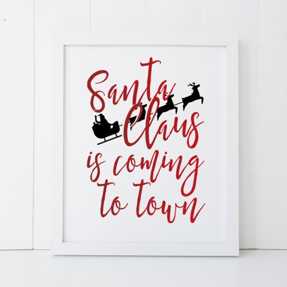 Santa Claus is Coming to Town Christmas Holiday Xmas Home Decor ...