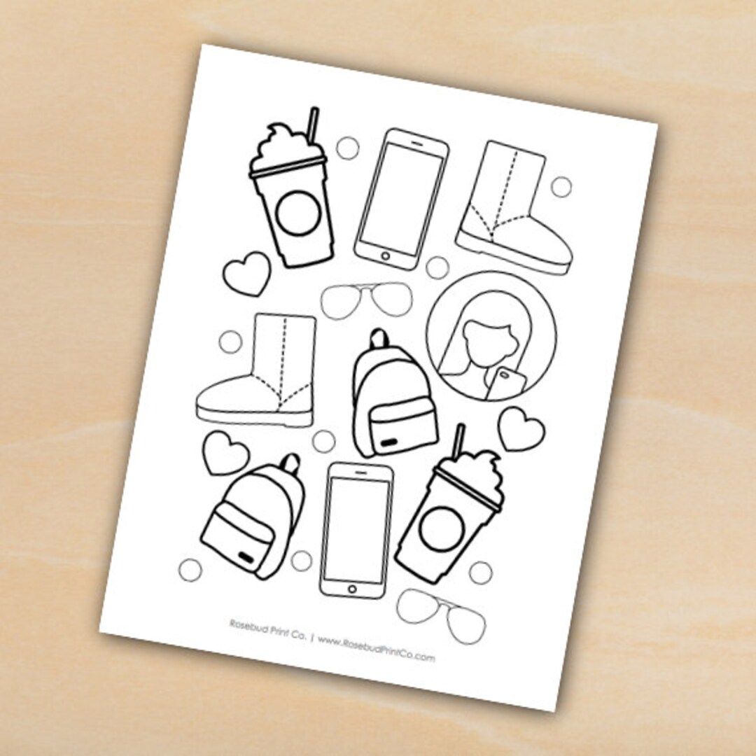 Basic Bitch Humor Coloring Page Starbucks Ray Ban Uggs - Etsy