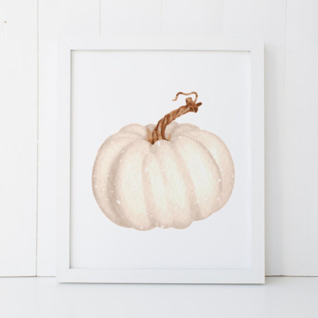 Cream Watercolor Pumpkin Neutral Fall Gift Home Decor Printable Wall ...