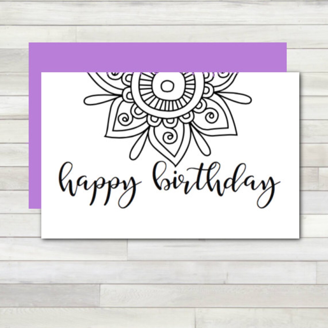 Greeting Card Happy Birthday Mandala Printable Instant Download Last ...