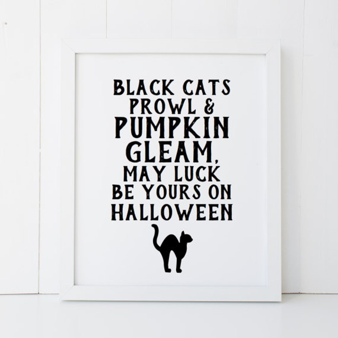 Halloween Poem Cats Pumpkin Happy Halloween Printable Wall Art INSTANT ...