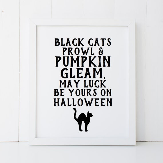 Halloween Poem Cats Pumpkin Happy Halloween Printable Wall Art INSTANT ...