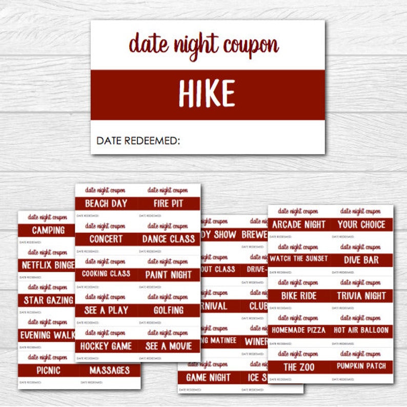 70 Date Night Coupons for Valentine's Day or Anniversary - Great Gift ...