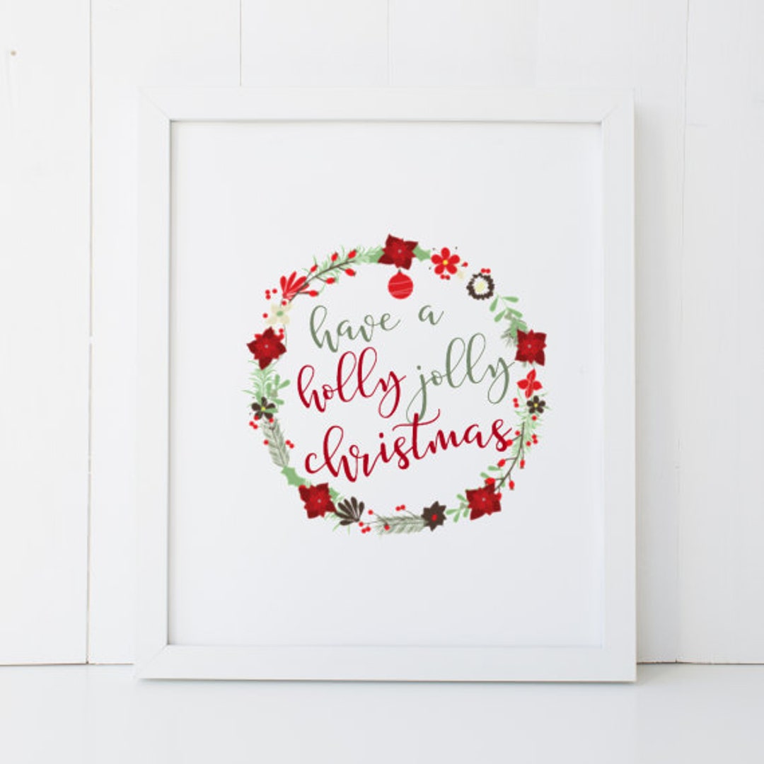 Have a Holly Jolly Christmas Wreath Holiday Xmas Home Decor Printable ...