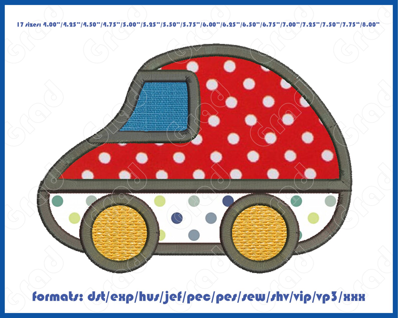 A Car Applique Design Machine Embroidery 17 Sizes and 11 | Etsy