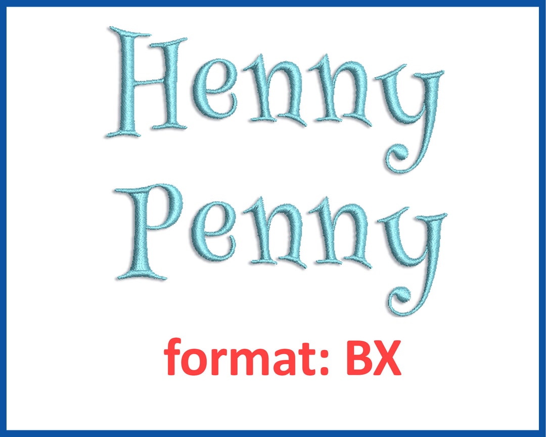 Machine Embroidery Fonts Henny Penny. Formats BX - Etsy