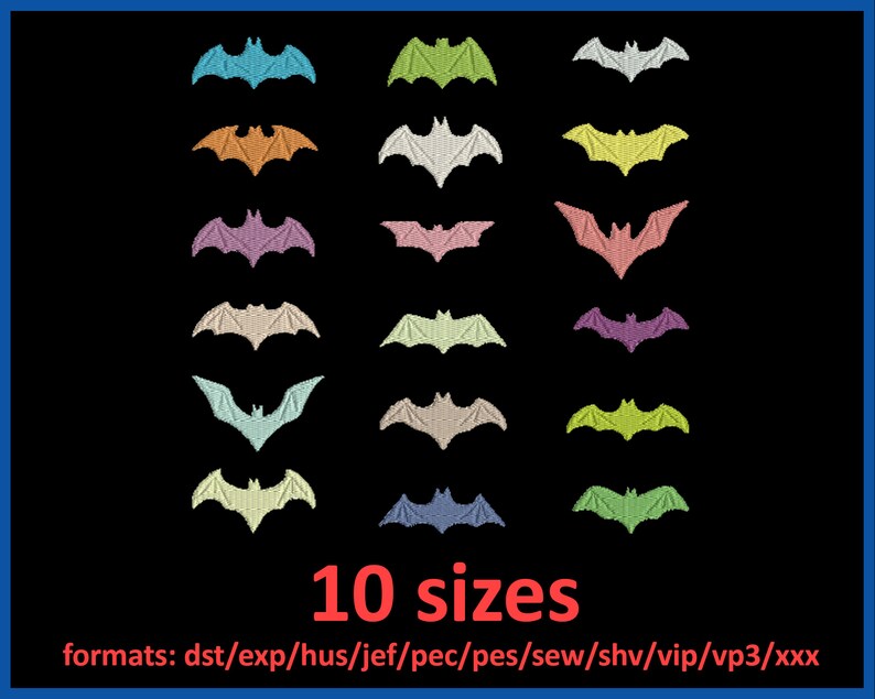 Sets From 18 Bats and 10 Sizes Machine Embroidery Design - Etsy