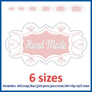 6 Sizes Label Handmade Embroidery Machines Design Instant Download ...