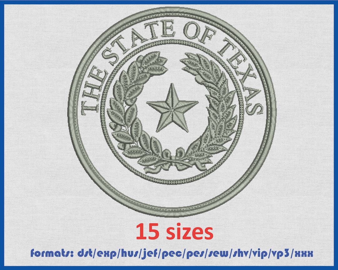 Machine Embroidery Design Texas Seal Monocolor. Instant - Etsy