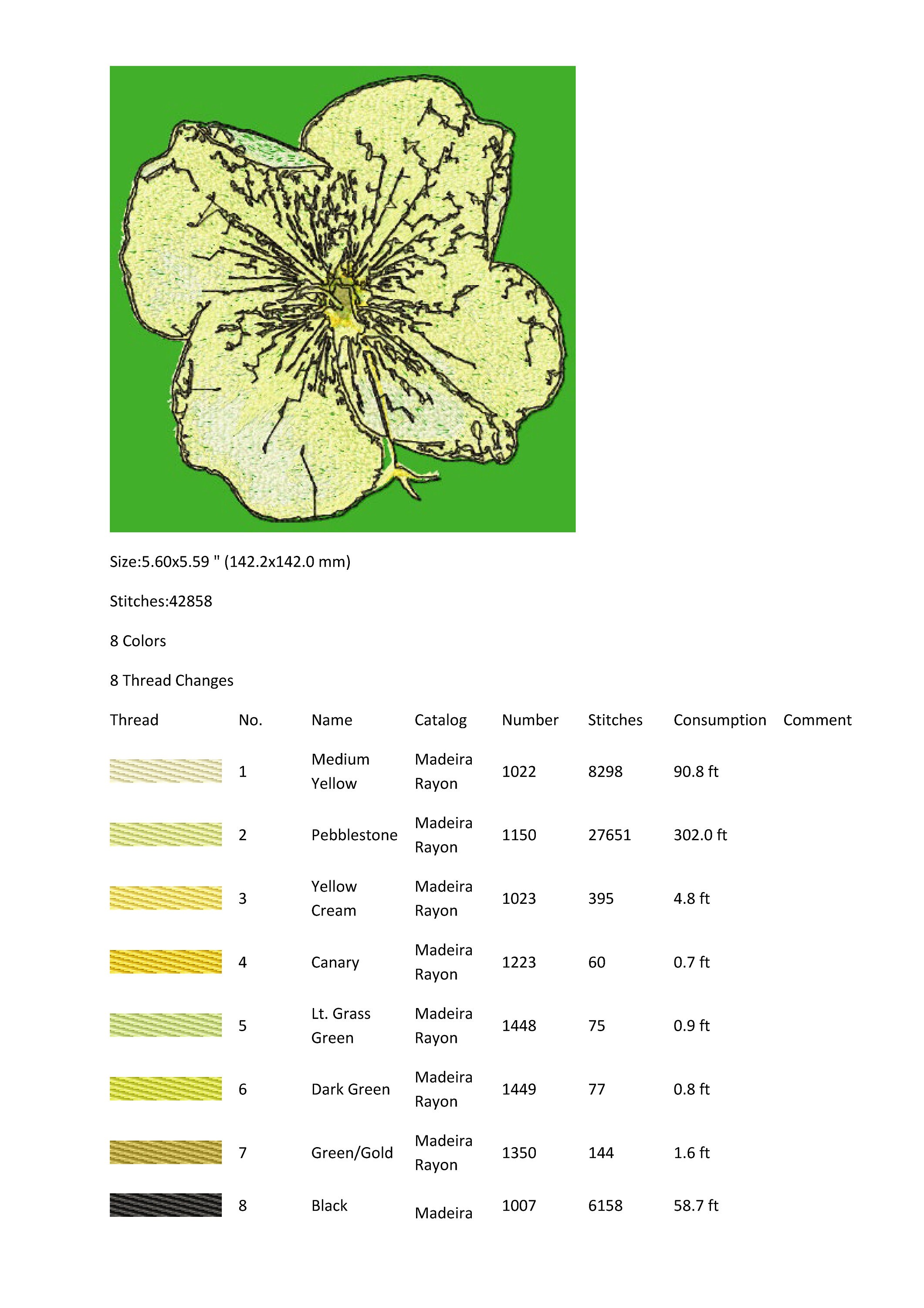 Flower evening primrose Machine Embroidery Handmade Design | Etsy