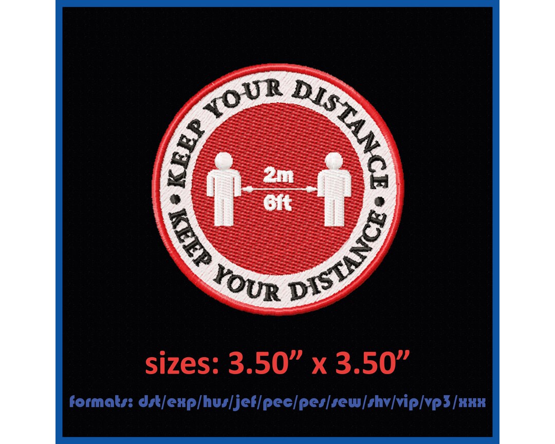 Machine Embroidery Face Masks Emblem Keep Your Distance. 11 Formats. - Etsy