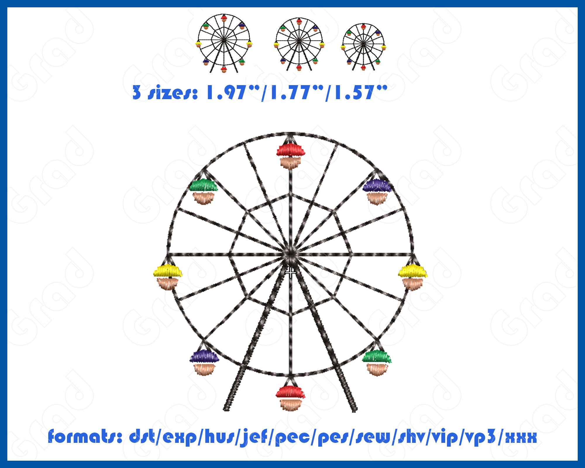 Ferris Wheel Mini Fill Stitch Machine Embroidery Desin Child - Etsy