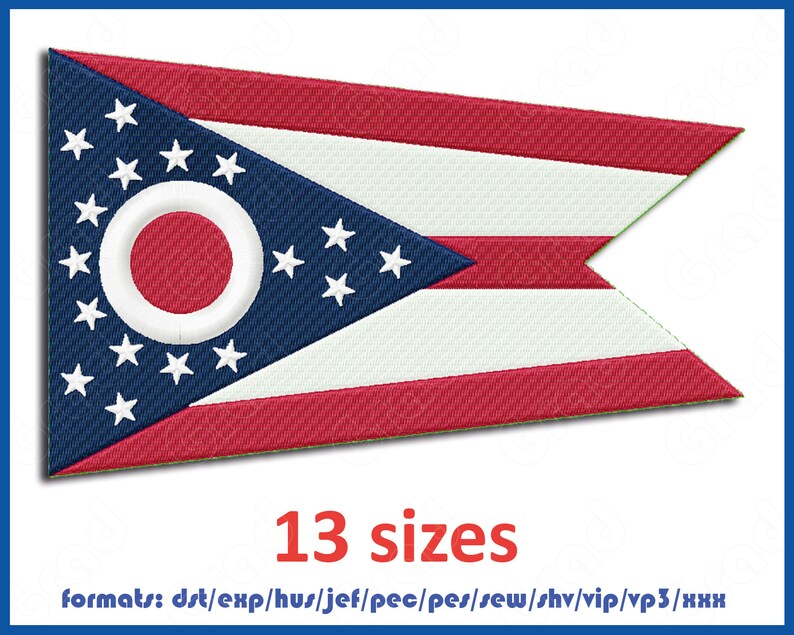 Ohio Flag Embroidery Machines Design Instant Download Digital - Etsy