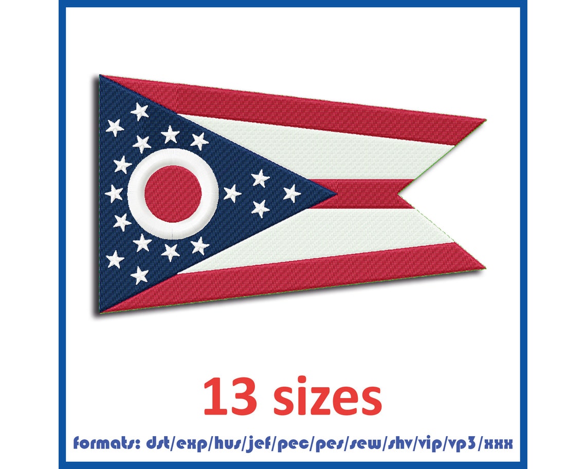 Ohio Flag Embroidery Machines Design Instant Download Digital Files 13 ...