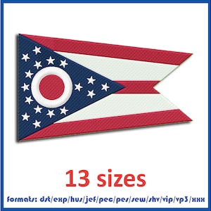 Ohio Flag Embroidery Machines Design Instant Download Digital Files 13 ...