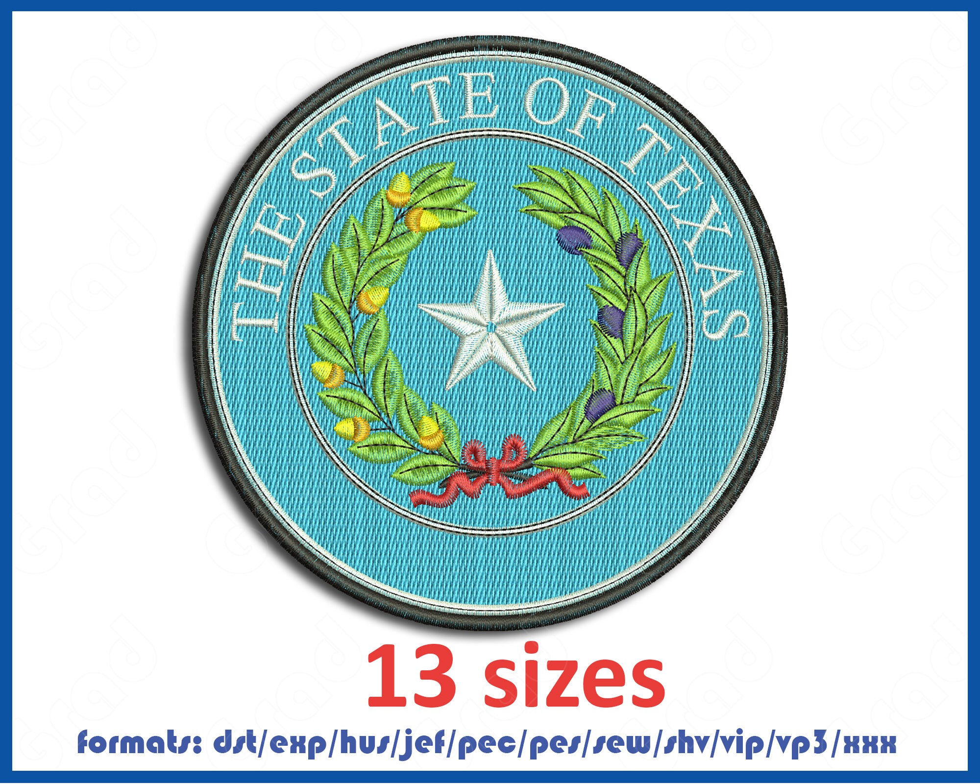 Texas Seal Embroidery Machines Design Instant Download Digital | Etsy