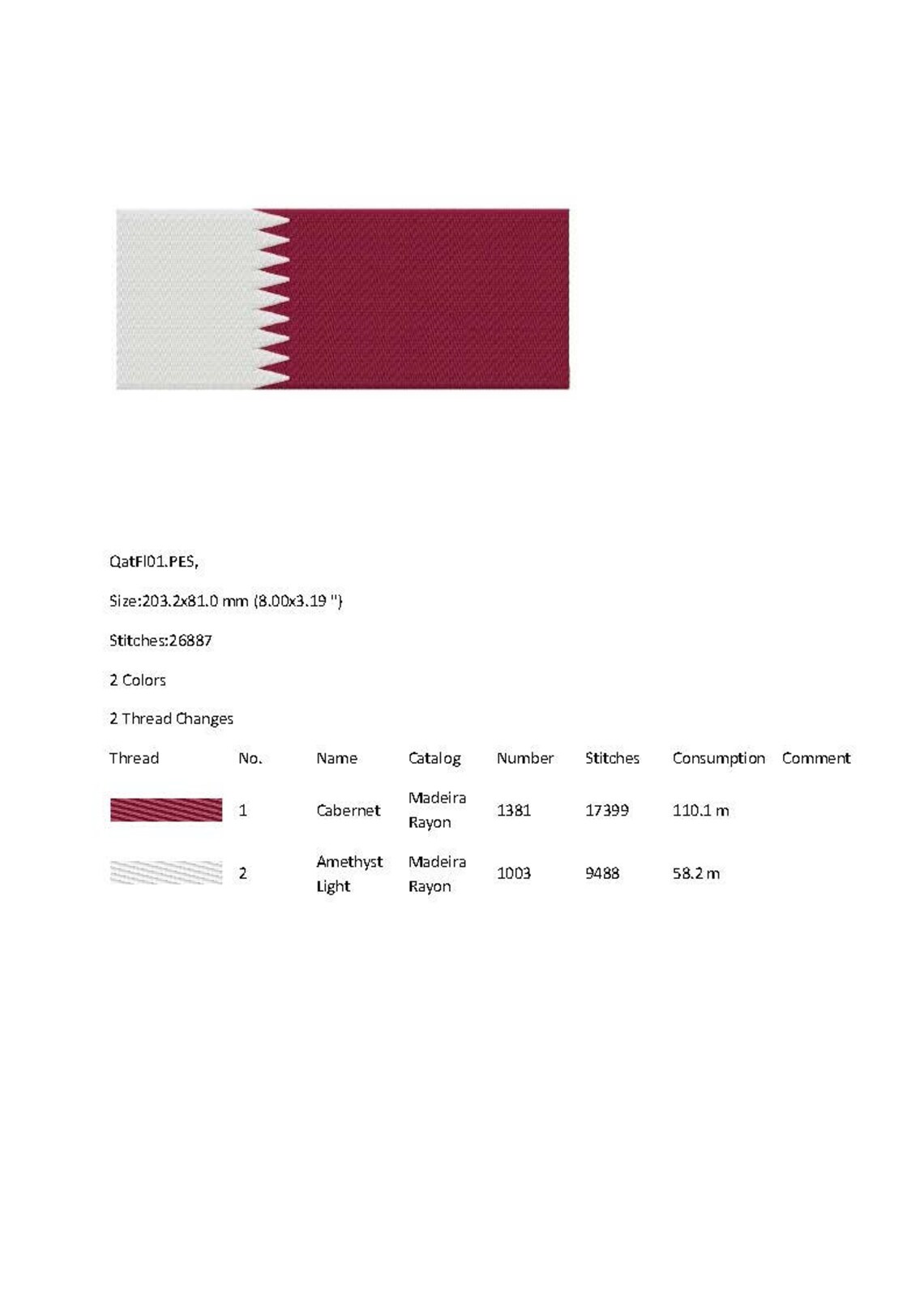 Qatar Flag Embroidery Machines Design Instant Download Digital - Etsy