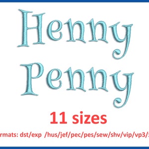 Machine Embroidery Fonts Henny Penny. 11 Sizes. 11 Formats. - Etsy