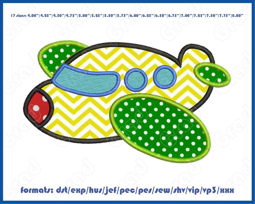Airplane Applique Design Machine Embroidery 17 Sizes and 11 - Etsy