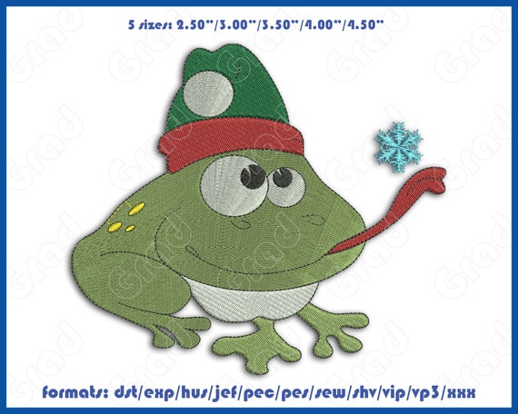 Christmas Frog. Frog Elf With Snowflake Machine Embroidery - Etsy