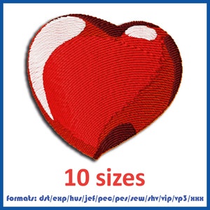Heart 3D Cartoon. Machine Embroidery Design. 10 Sizes and 11 Formats ...