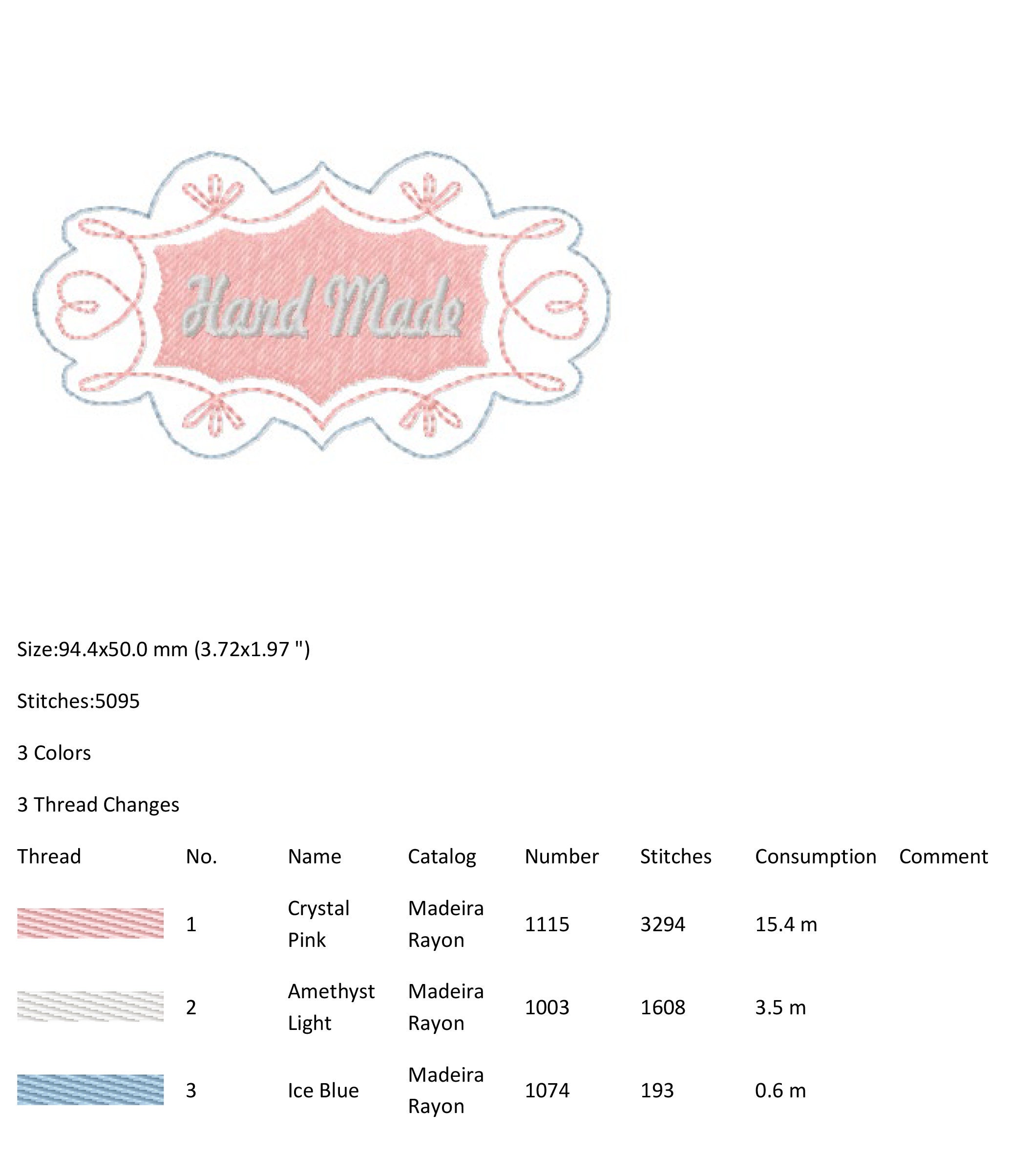 6 Sizes Label Handmade Embroidery Machines Design Instant Download ...