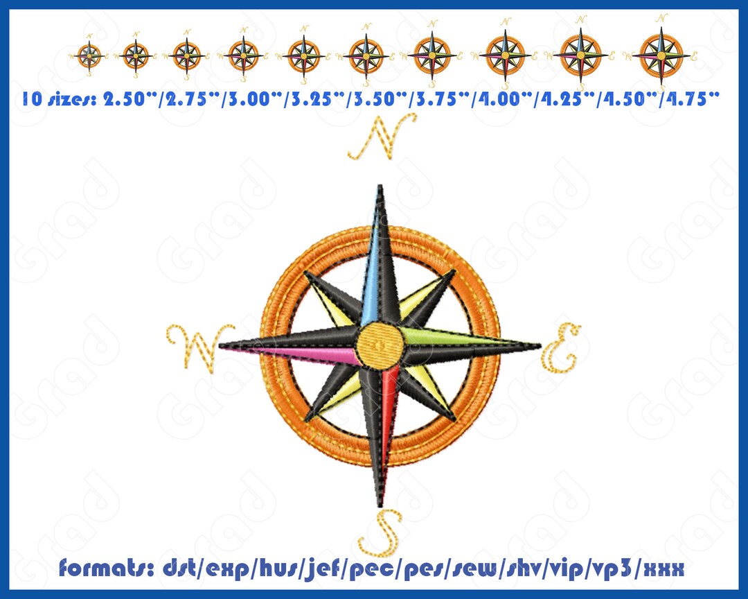 Colored Wind Rose Embroidery Machines Design Instant Download - Etsy