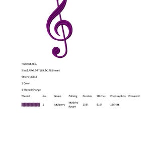 Machine Embroidery Designs Treble Clef. Characters Symbol. 15 Sizes and ...