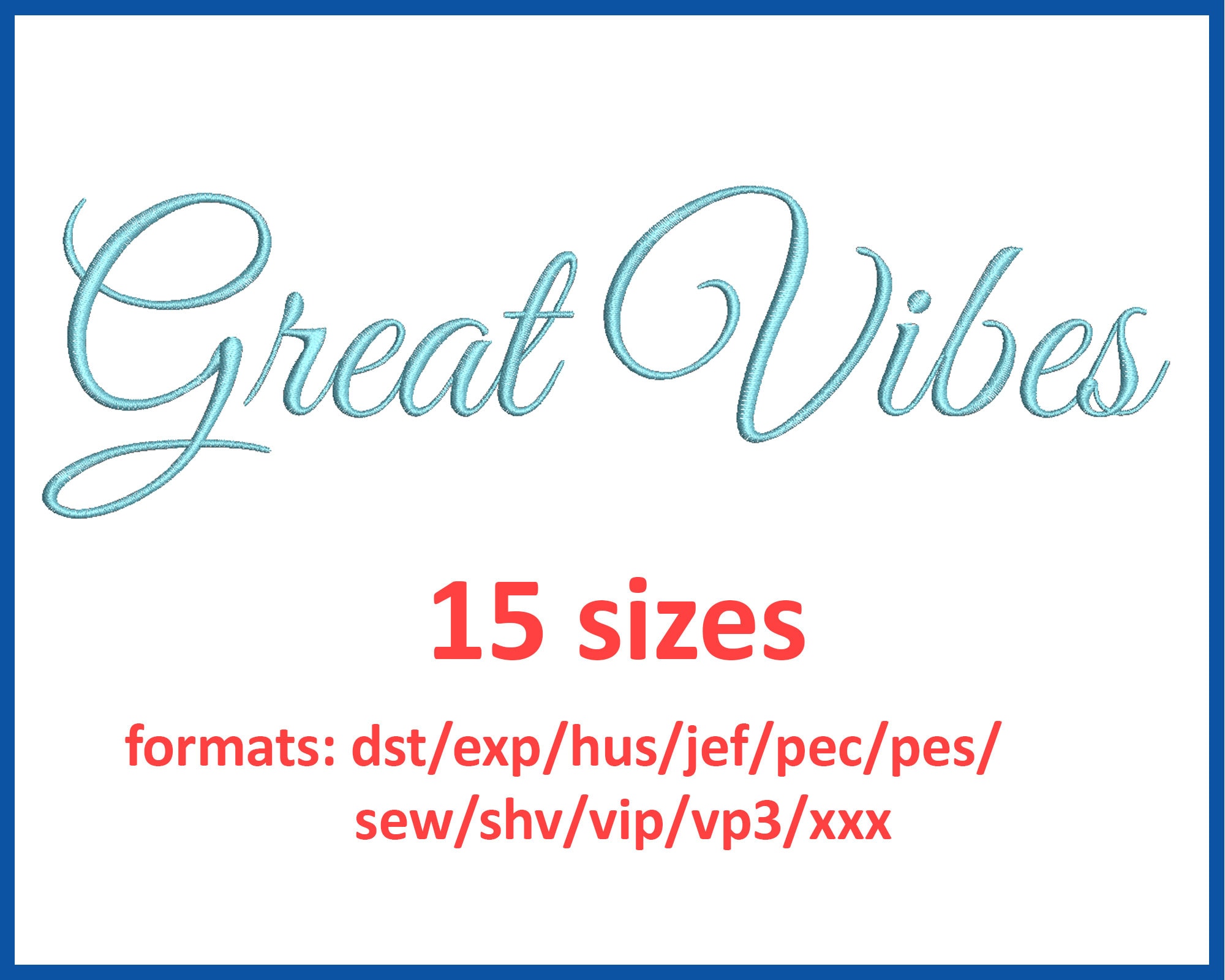 Great Vibes Font Embroidery Design 0.251/4 0.51/2 1 - Etsy