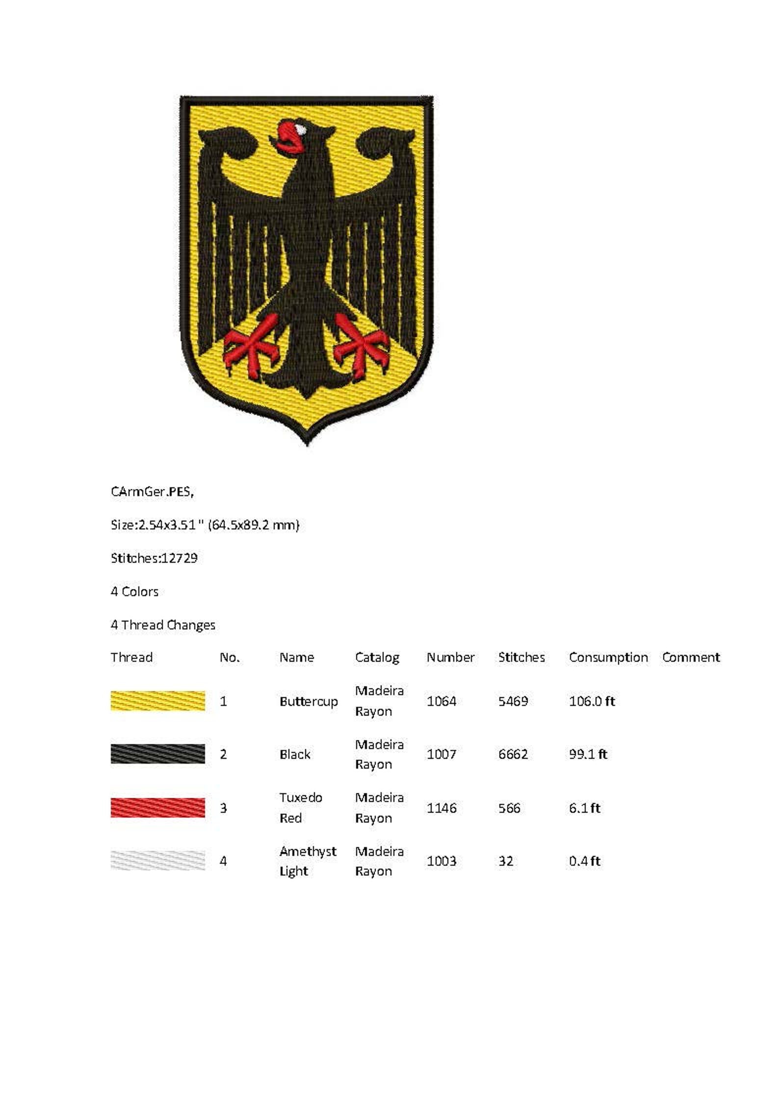 Coat of Arms of Germany Embroidery Machines Design Instant - Etsy