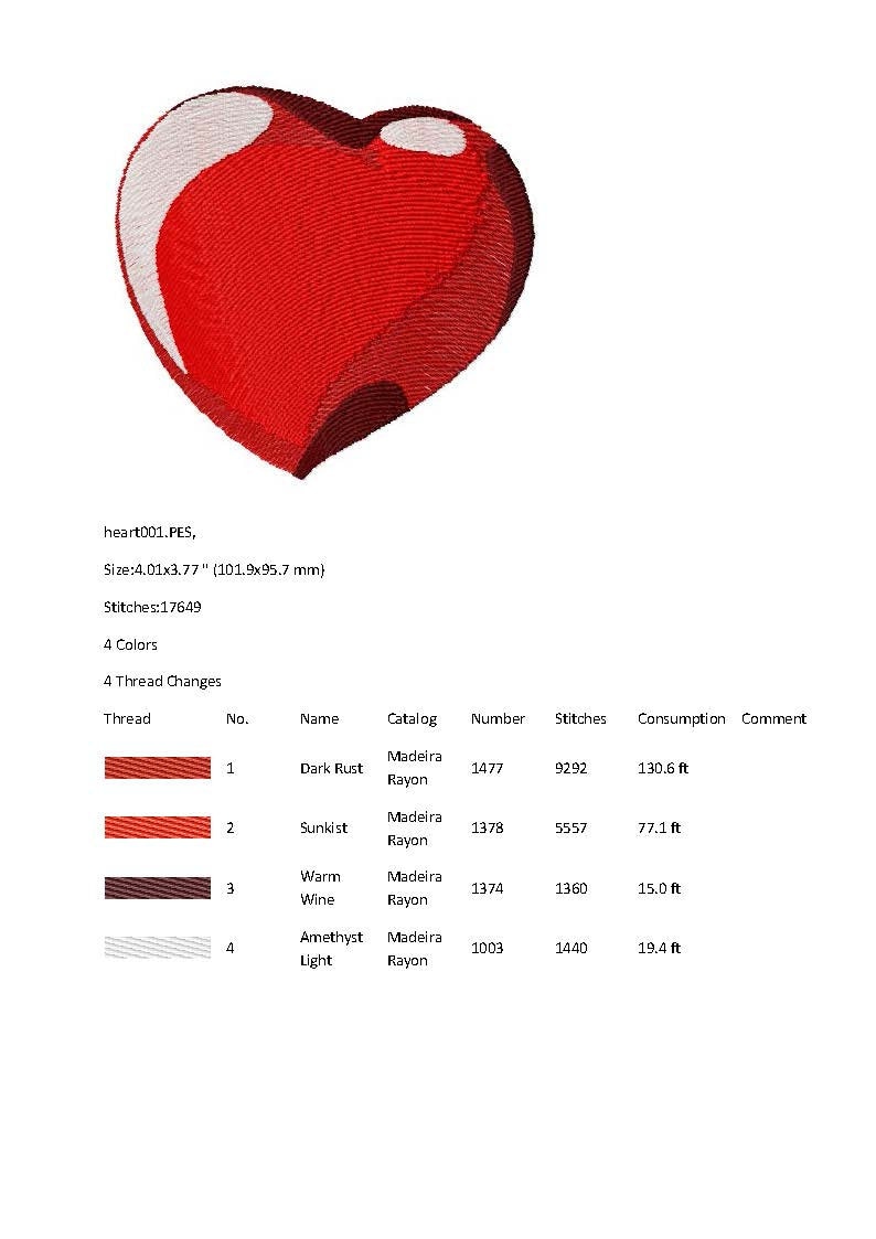 Heart 3D Cartoon. Machine Embroidery Design. 10 Sizes and 11 Formats ...