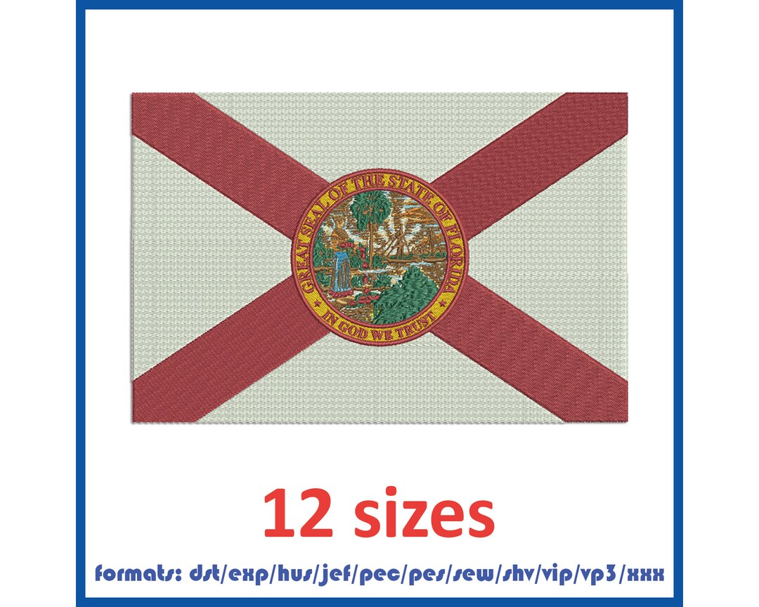 Florida Flag Embroidery Machines Design Instant Download Digital Files ...