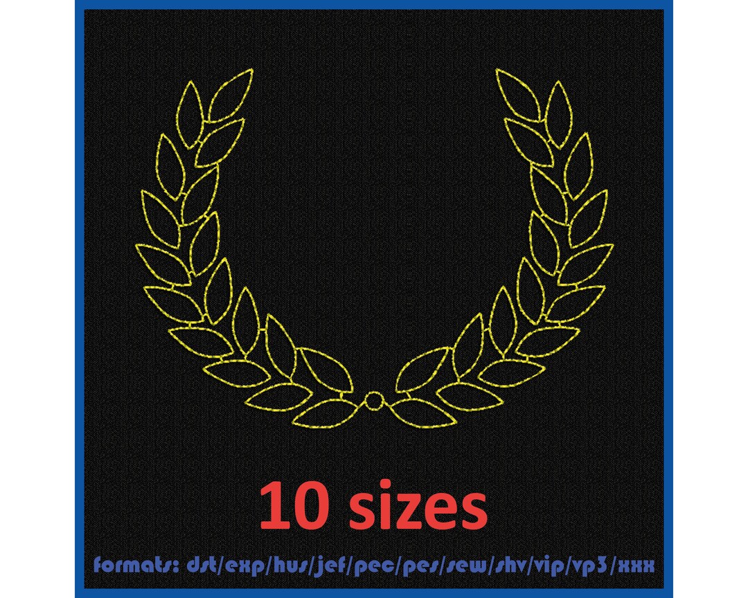 Wreath. Outline Monogram Frame Machine Embroidery Design. 10 Sizes and ...