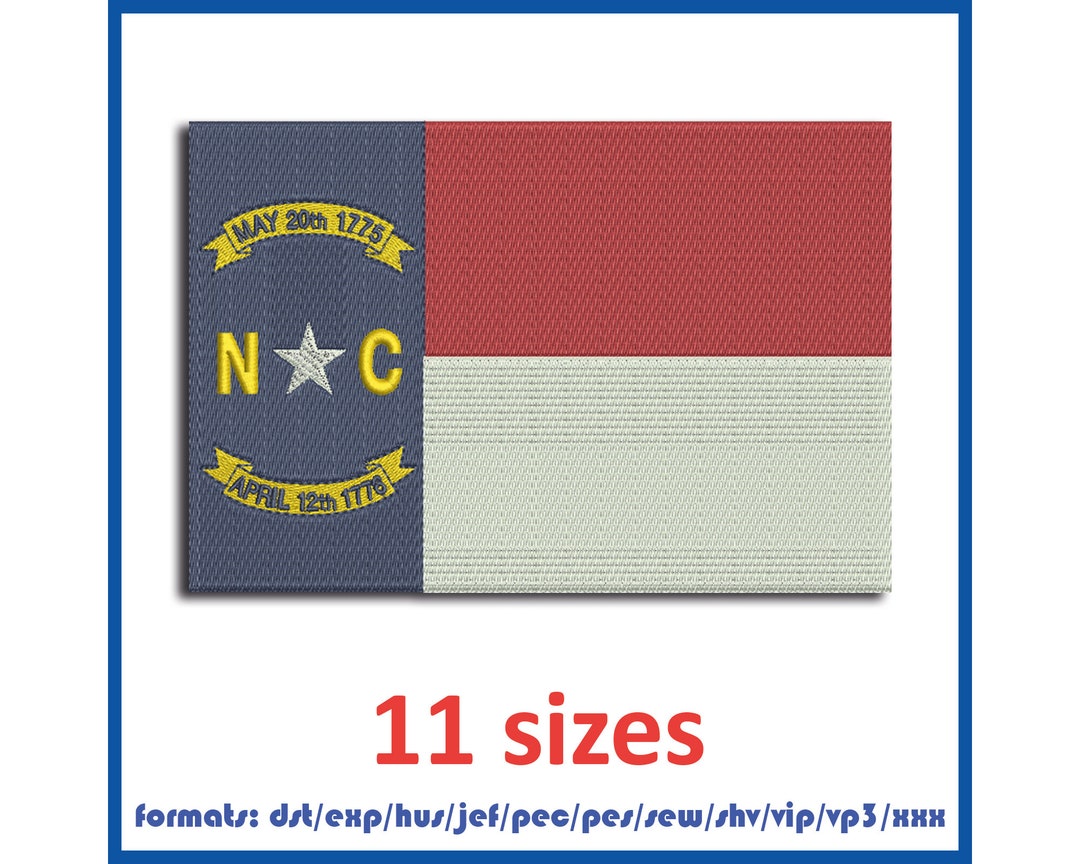 North Carolina Flag Embroidery Machines Design Instant Download Digital ...