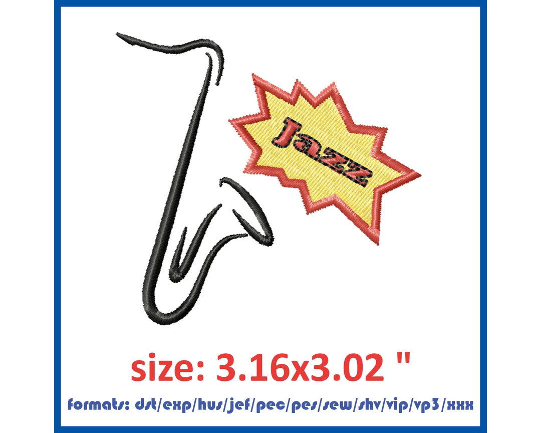 Saxophone Machine Embroidery Design Musical Instrument Jazz - Etsy