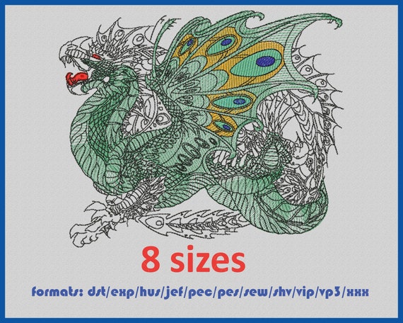 Machine embroidery designs Dragon. 8 sizes and 11 formats | Etsy