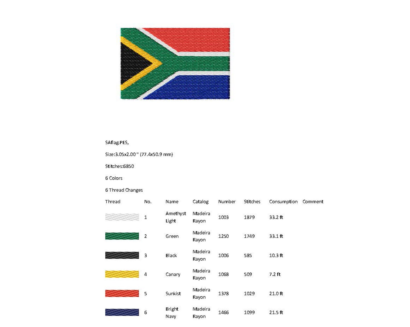 Flag of South Africa Machine Embroidery Designs. Instant | Etsy