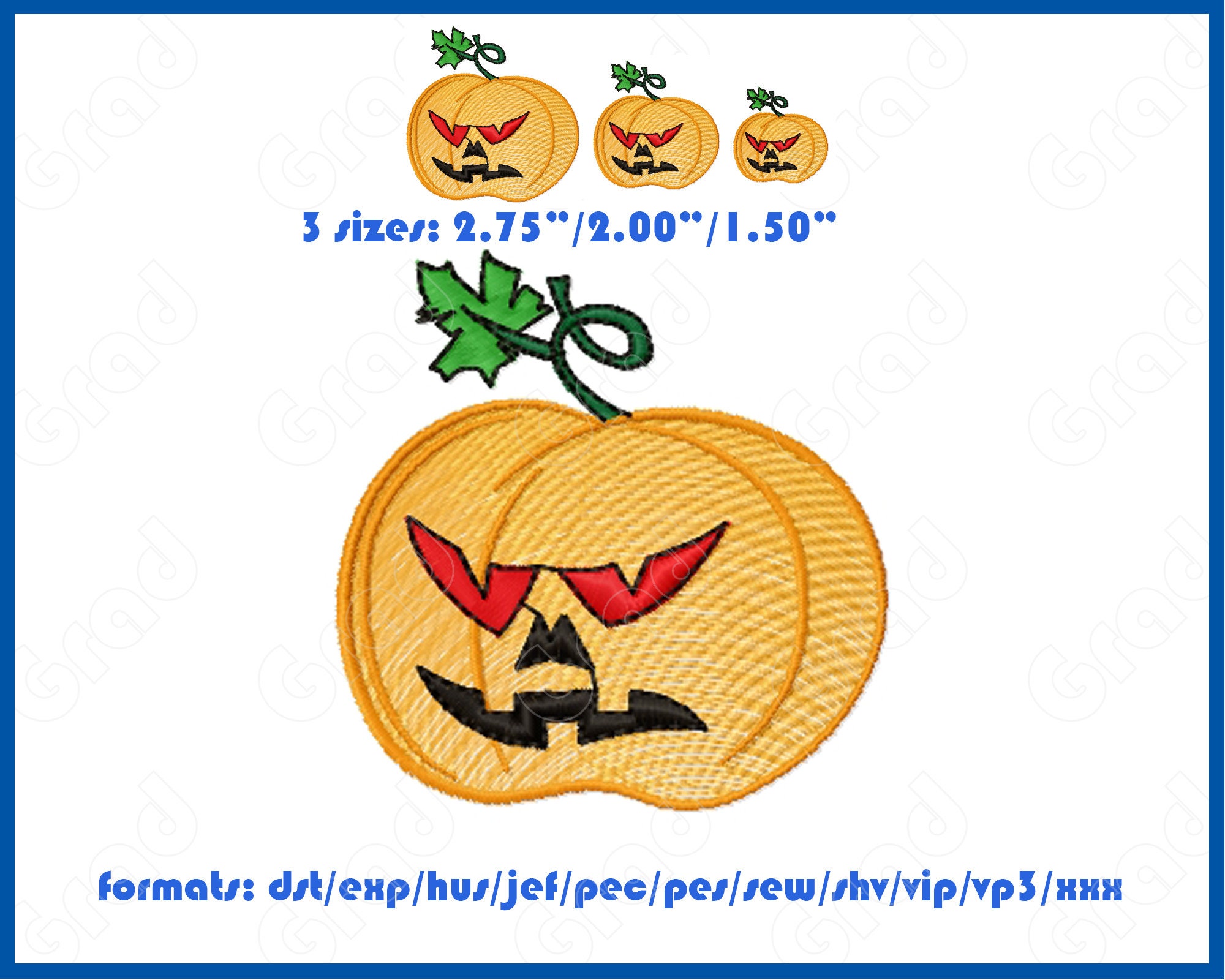 Pumpkin Halloween Machine Embroidery Design Instant Download - Etsy