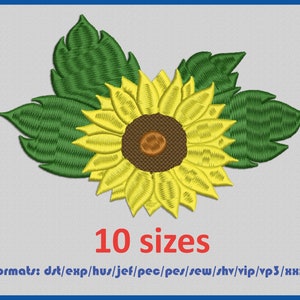 Sunflower. Machine embroidery design. Instant Download Digital | Etsy