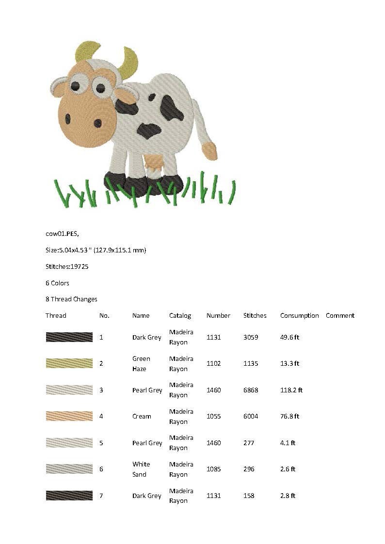 Machine Embroidery Design Cow. Cute Little Cow. 5 Sizes and - Etsy